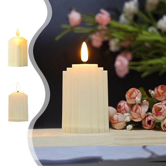 Flameless Candle,Flashing LED Pillar Real Wax Candle,Upgraded Teardrop ...