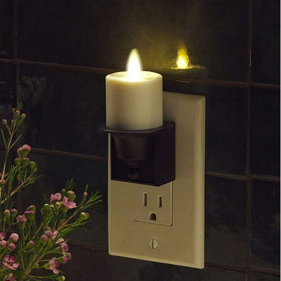 Flameless Candle Nightlight w/Dusk to Dawn Light Dark Auto Sensor ...