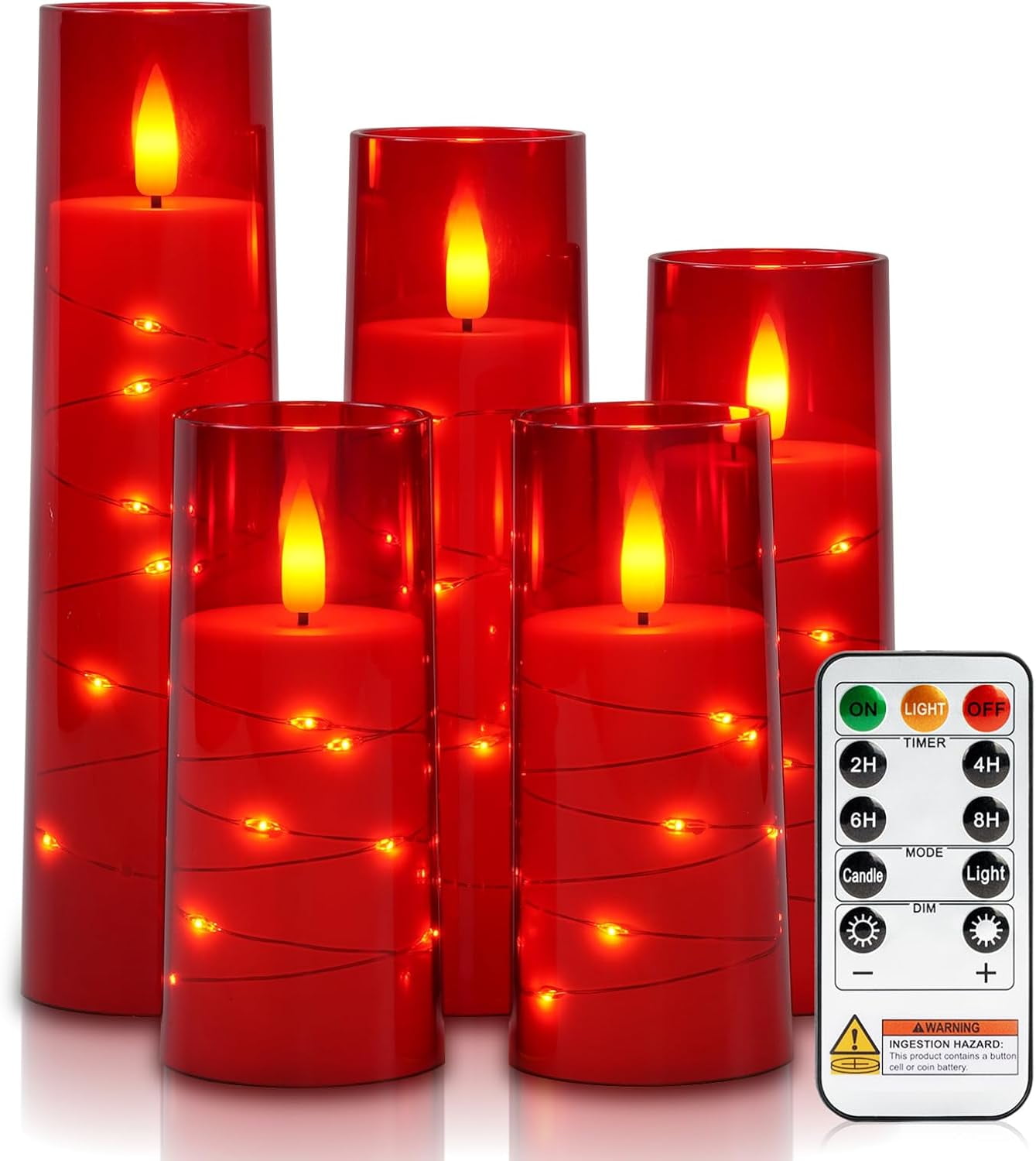 Flameless Candle with Remote Timer – 5 Flickering Acrylic Battery ...