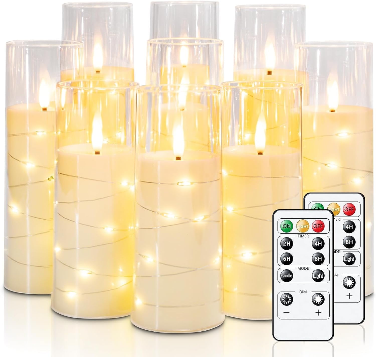 Flameless Candle with Remote Timer – 9 Flickering Acrylic Battery ...