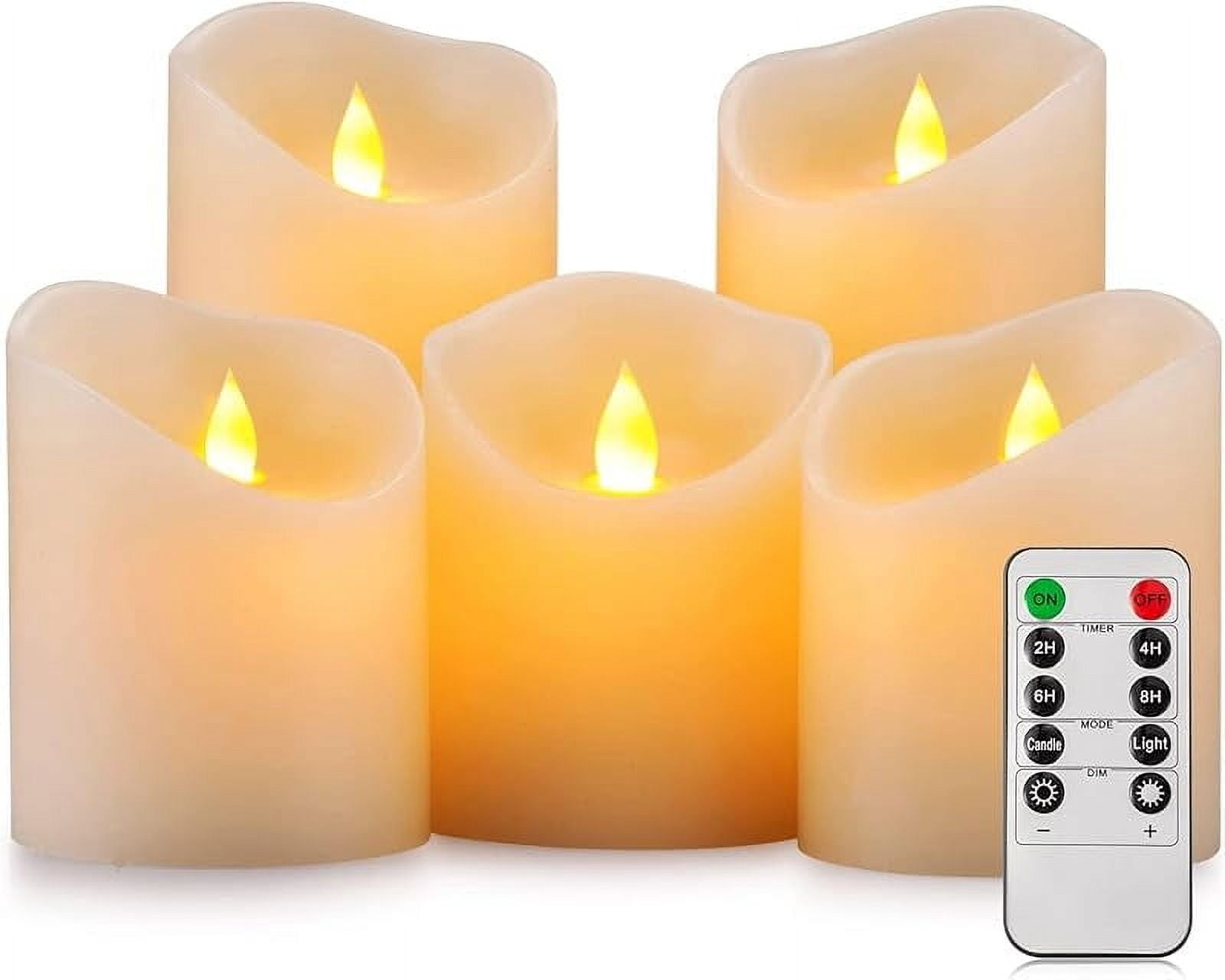 Flameless Candles Battery Operated Pillar Pine Effect Real Wax ...