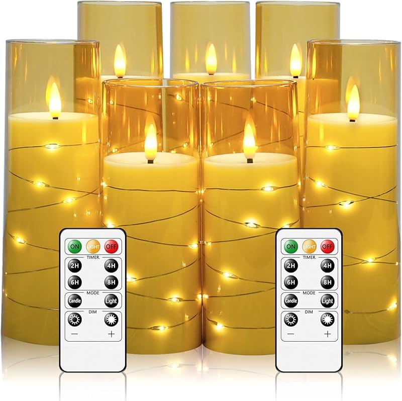 Flameless Candles with Embedded Star String, Battery Operated LED ...