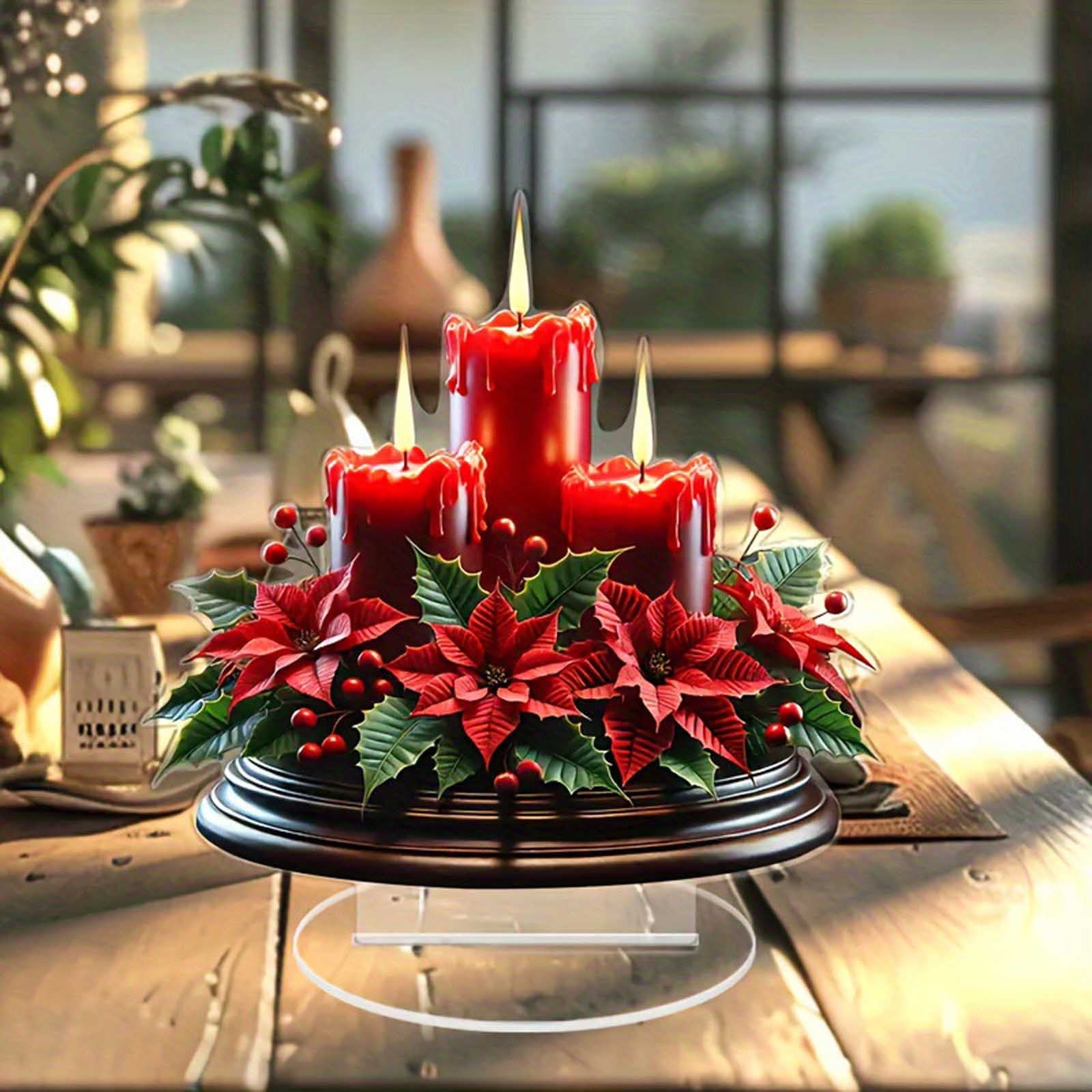 Flameless Candles, LED Candles with Red Candle Decorative Acrylic ...