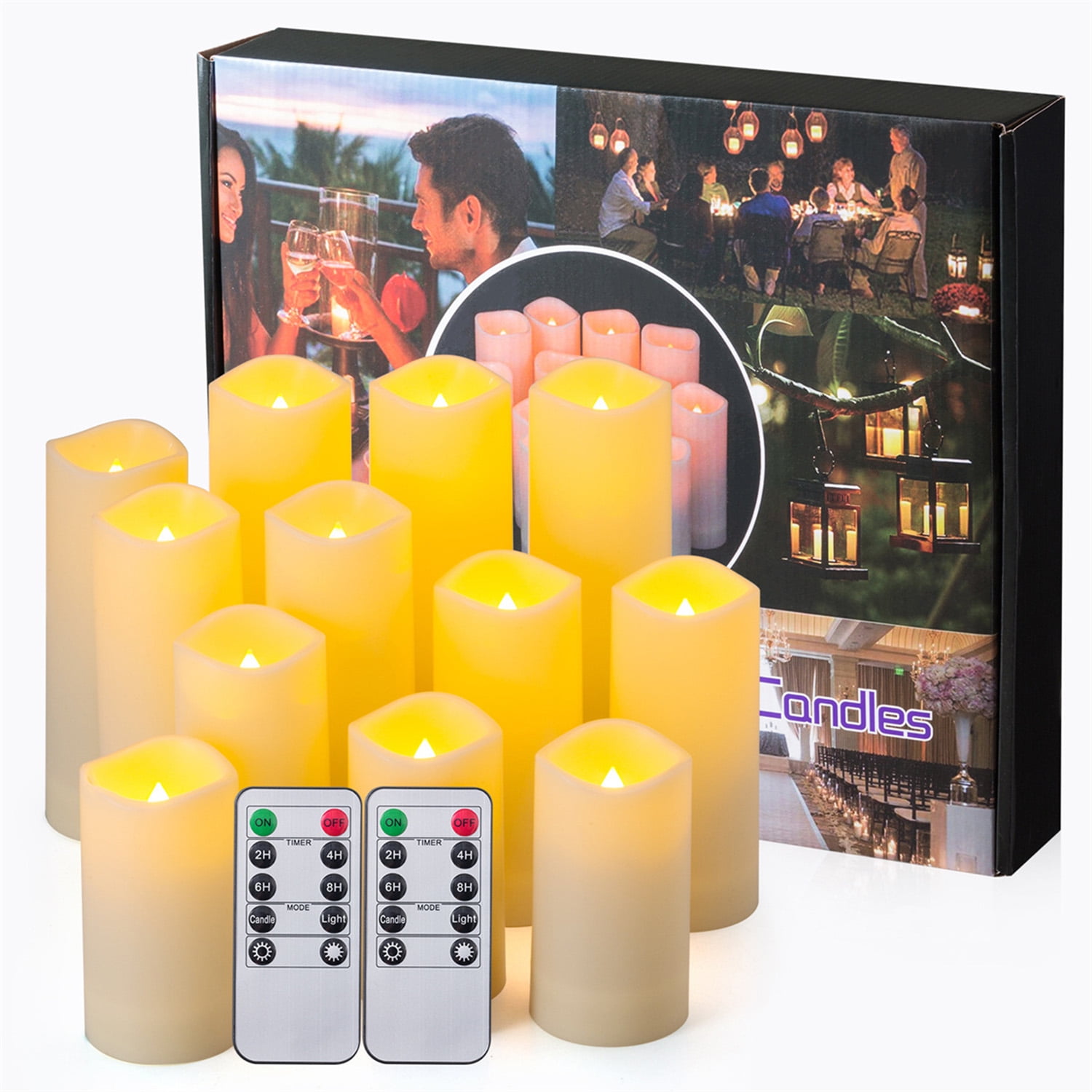 Flameless Candles LED Lights Battery Candles Moving Wick Electric ...