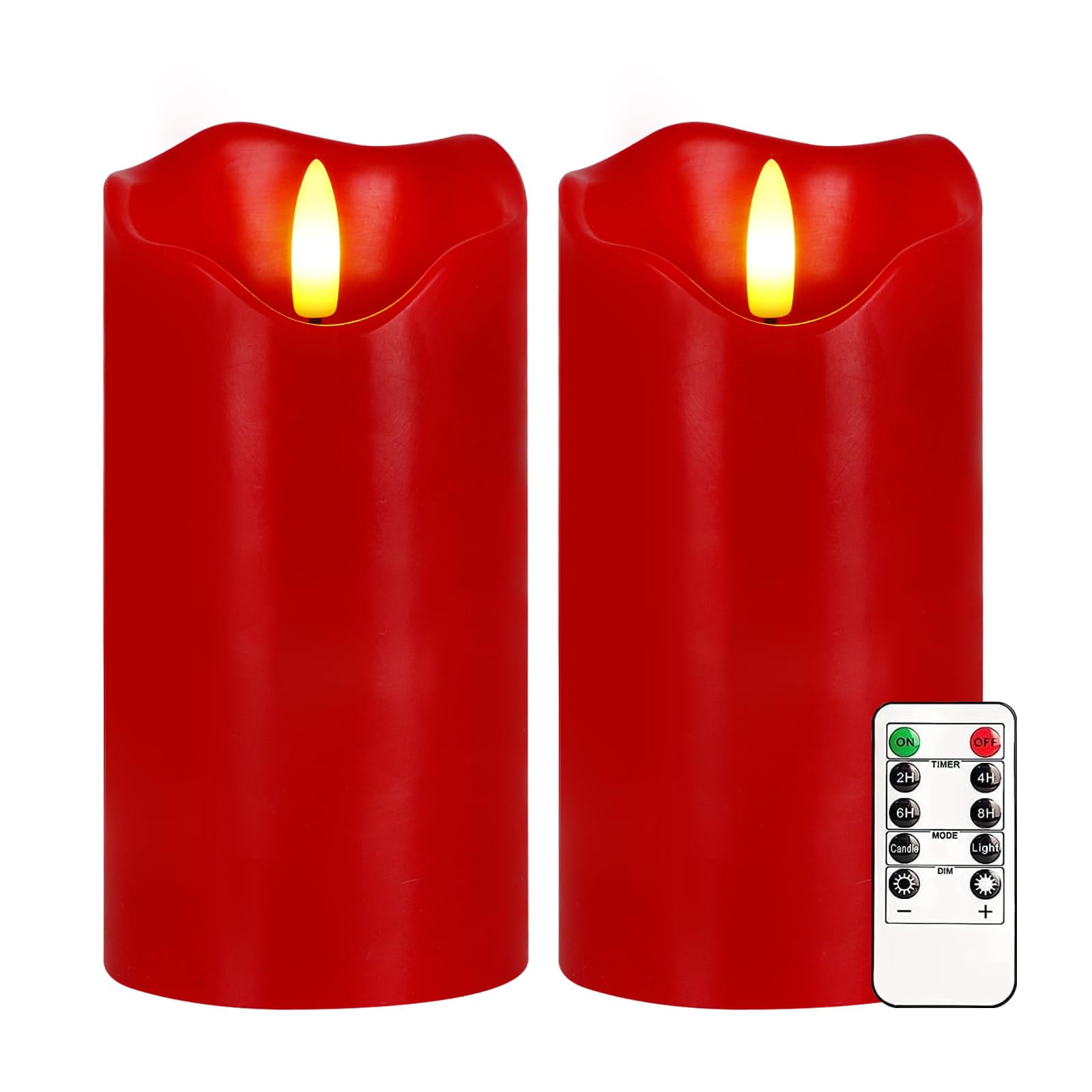 Flameless Candles Light, Set of 2 6"x3" Real Wax LED Candles Battery ...