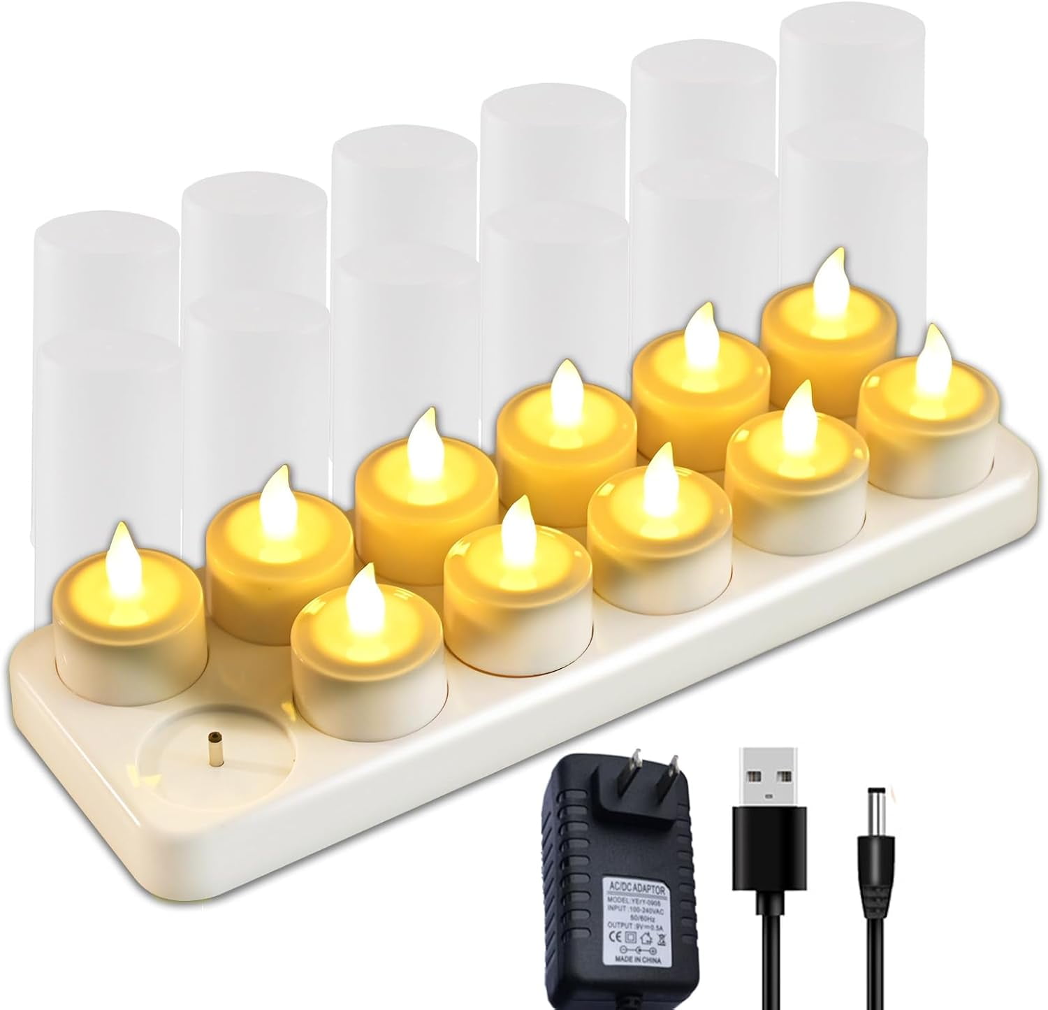 Flameless Candles Lights, 12 Pack Rechargeable Tea Lights Candles with ...
