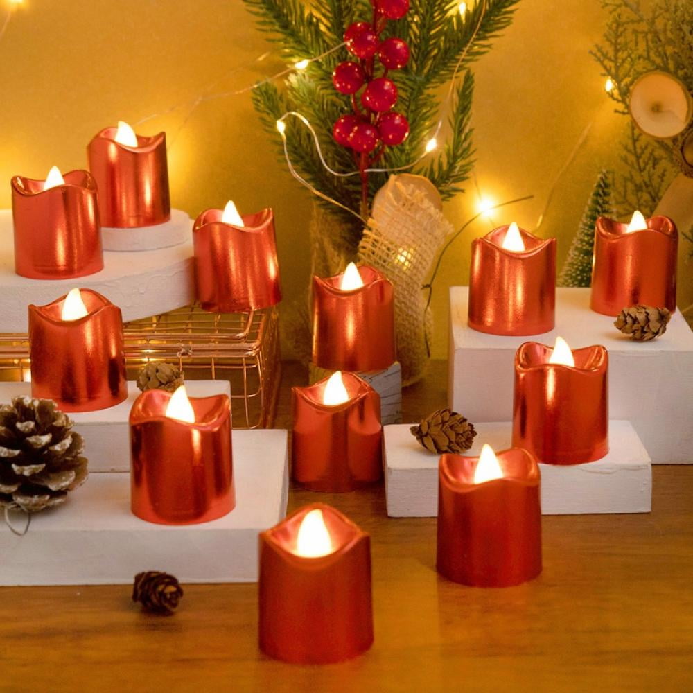 Flameless Candles, Pack of 12 Flickering LED Tea Light Candles Battery ...