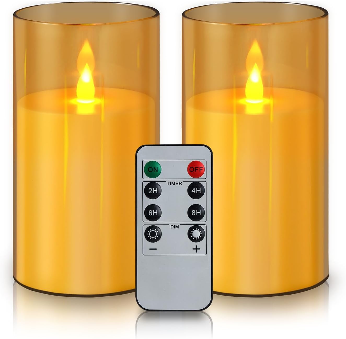 Flameless Candles with Remote and Timer, 2 Pcs(D3 xH6) Flickering ...