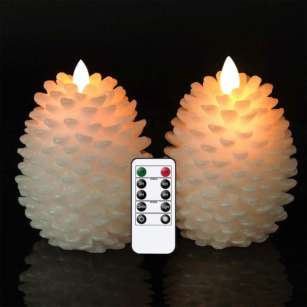 Flameless Candles with Remote and Timer Wreaths, Real Wax Battery ...