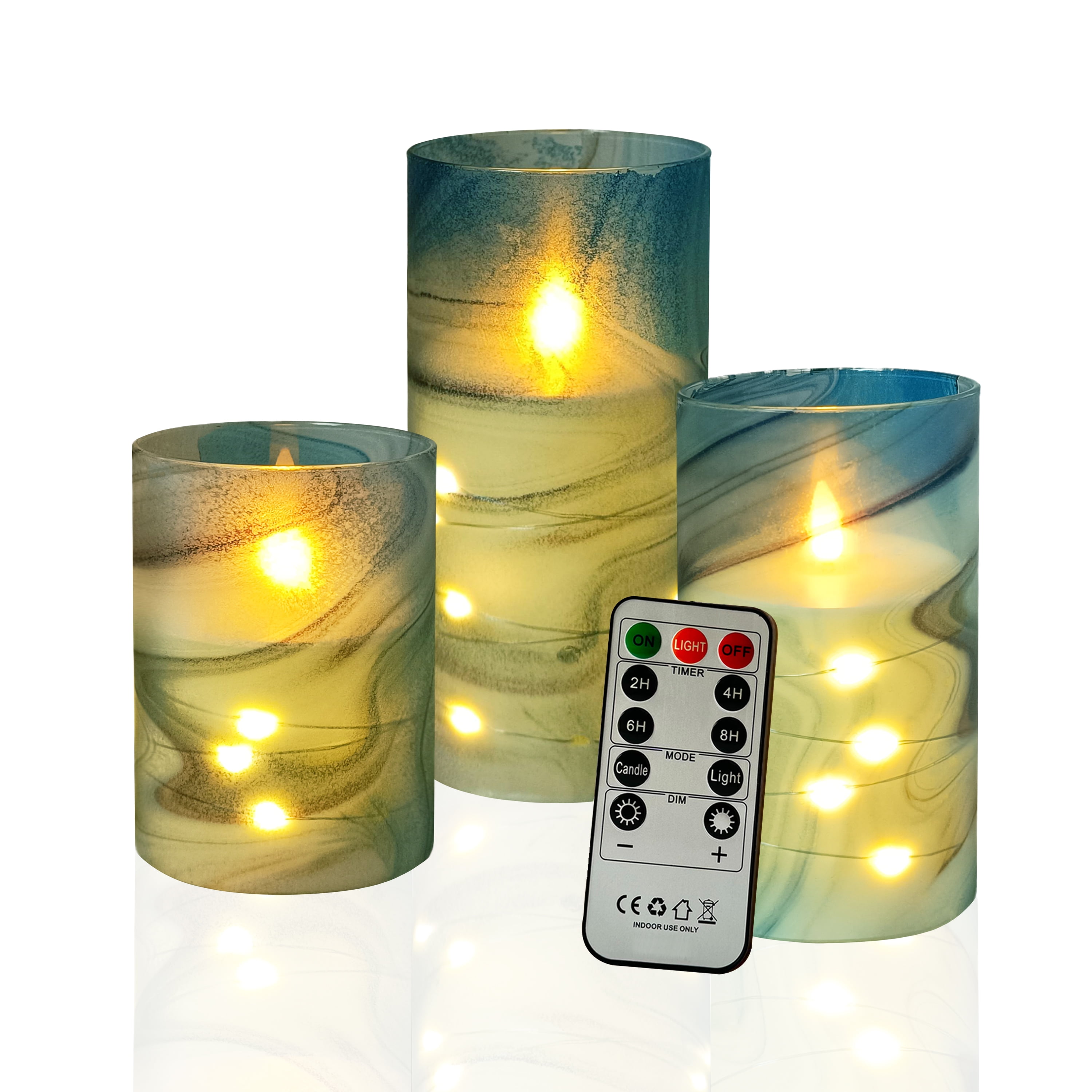 Flameless Candles with String Lights LED Candle Battery Operated ...