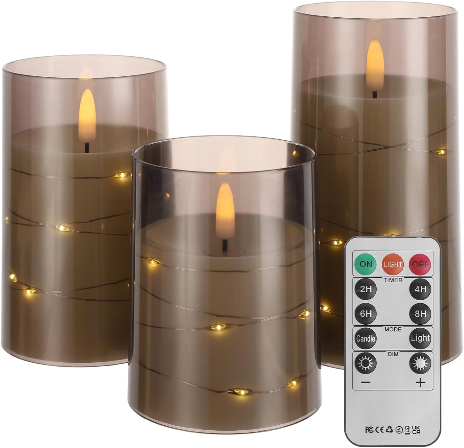 Flameless Candles with Timer - Battery Operated Candles with Remote, Durable Acrylic Glass Shell ...