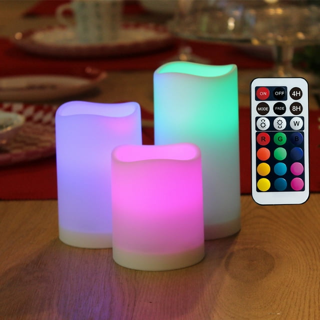 Flameless Candles with Timer, Colour Changing LED Candles with Remote ...