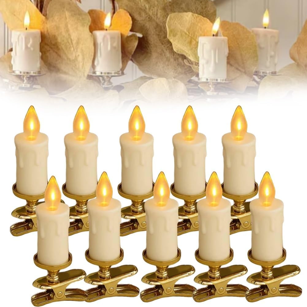 Flameless Clip-On Christmas Tree Candles, Battery Operated Led Taper ...