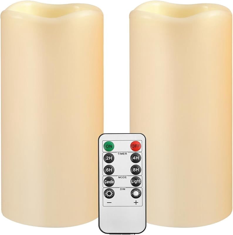 Flameless Flickering Battery Operated Candles 4" 5" 6" 7" 8" 9" Set of ...