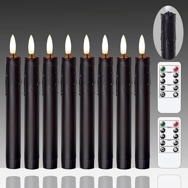 Flameless Flickering Taper Candles Two Remote, 7.5 Inch Ivory Battery ...