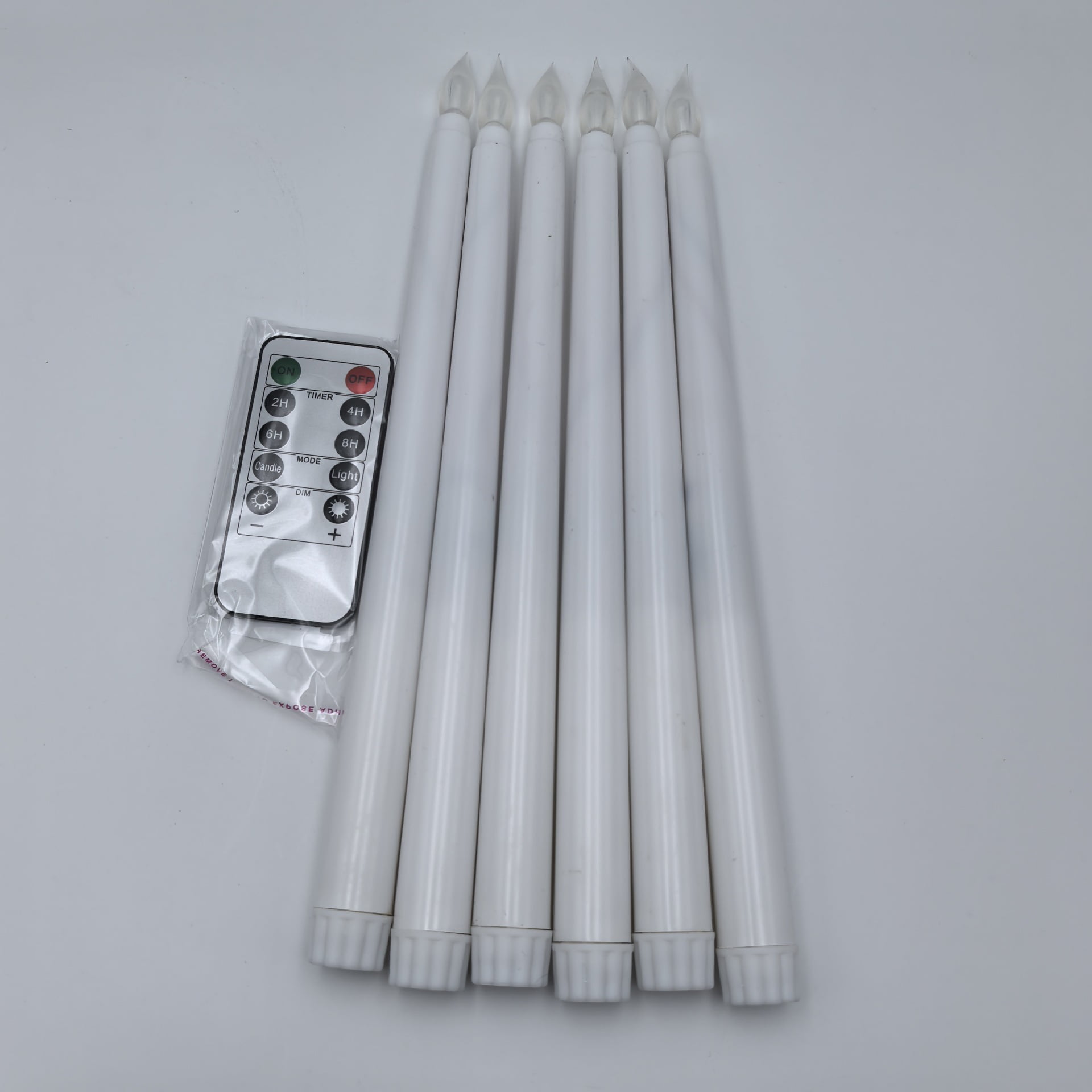 Flameless Ivory Taper Candles Flickering with 10-Key Remote, Battery ...
