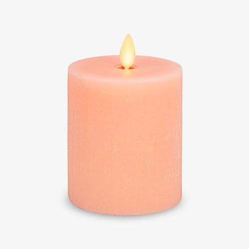 Flameless LED Battery Operated Flickering Pillar Candles, Mellow Peach ...