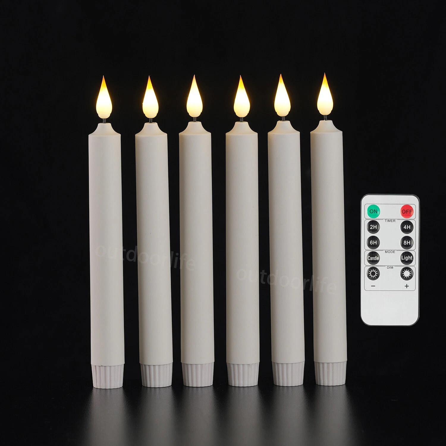 Flameless LED Battery Operated Taper Candles w/Remote Flickering Flame ...