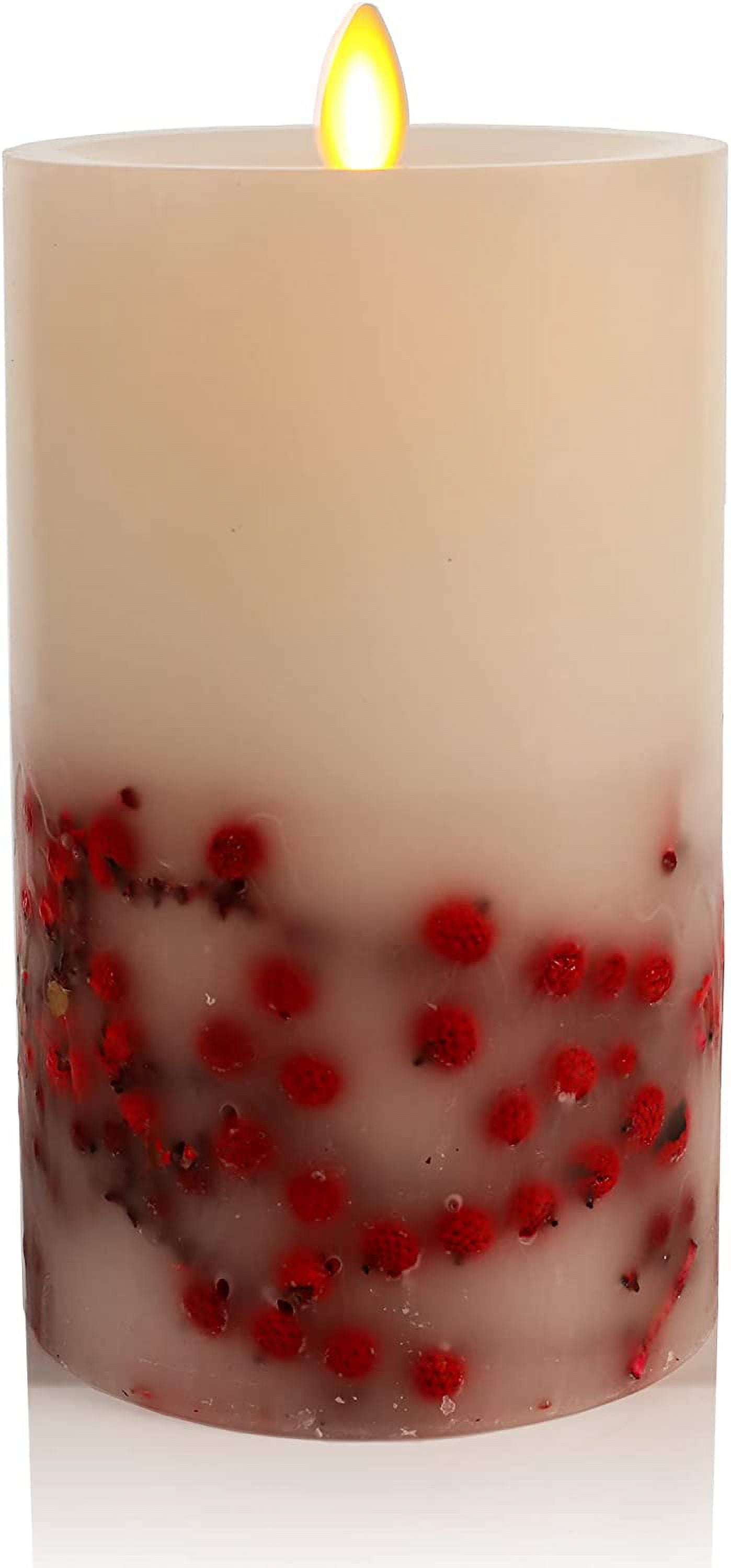 Flameless LED Candle Embedded Moving Flame Pillar Unscented Real Wax ...