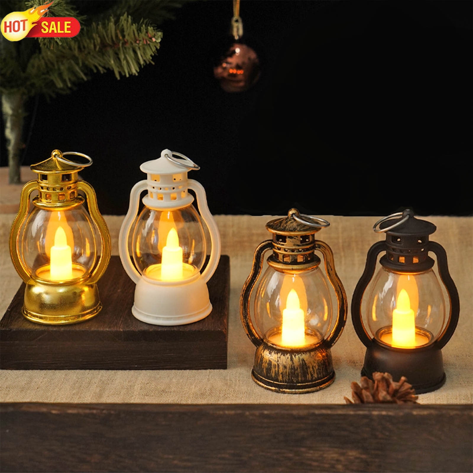 Flameless LED Candle Lantern Black, Mini Oil Lamp Style Nightlight for ...