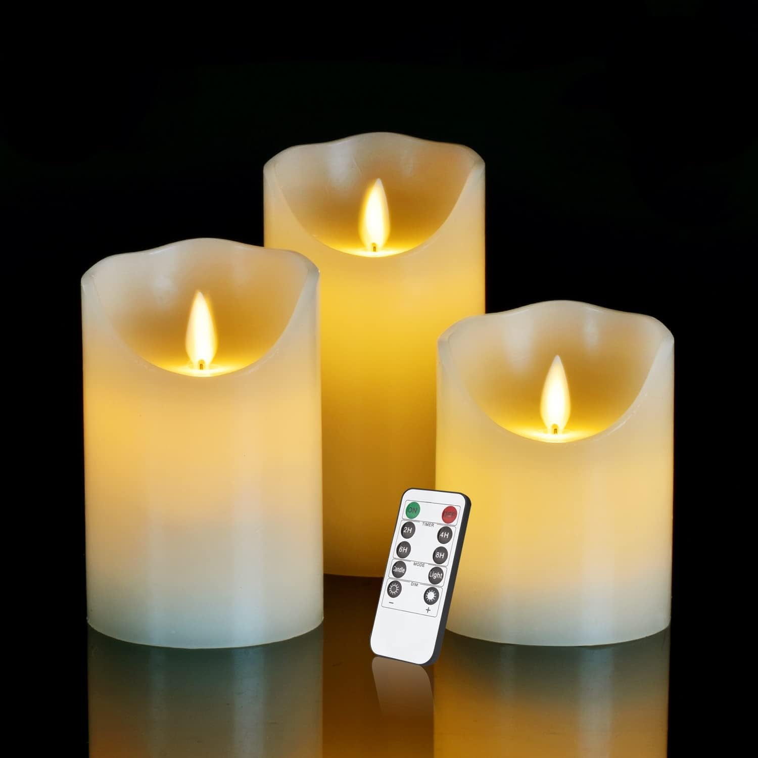 Flameless LED Candles 4" 5" 6" Set of 3 Dripless Real Wax Pillars ...