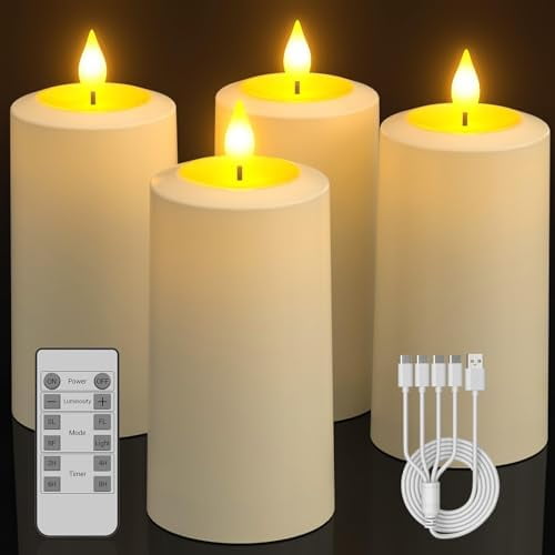 Flameless LED Candles, 4-Pack USB Rechargeable, Flickering Waterproof ...