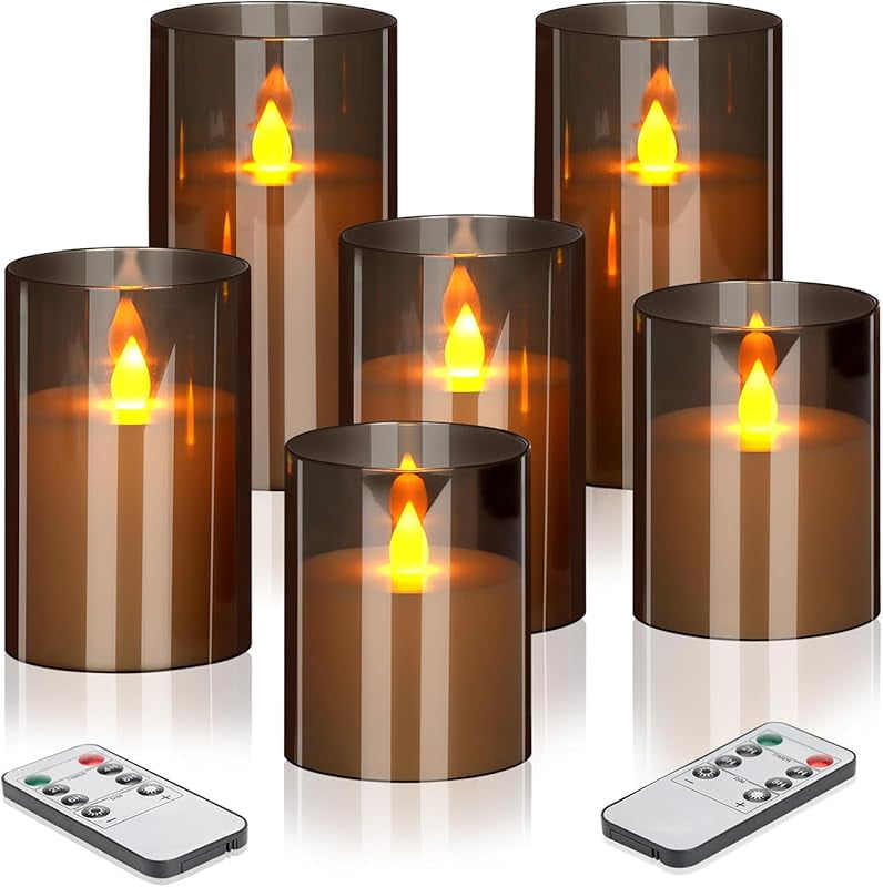 Flameless LED Candles with Remote Set of 3 Battery-Operated Acrylic ...