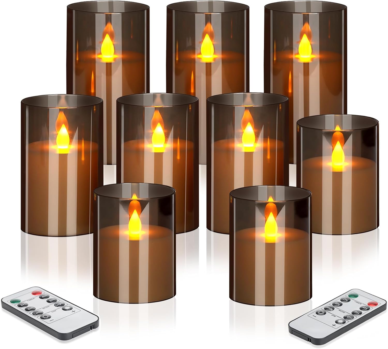 Flameless LED Candles with Remote Set of 3 Battery-Operated Acrylic ...