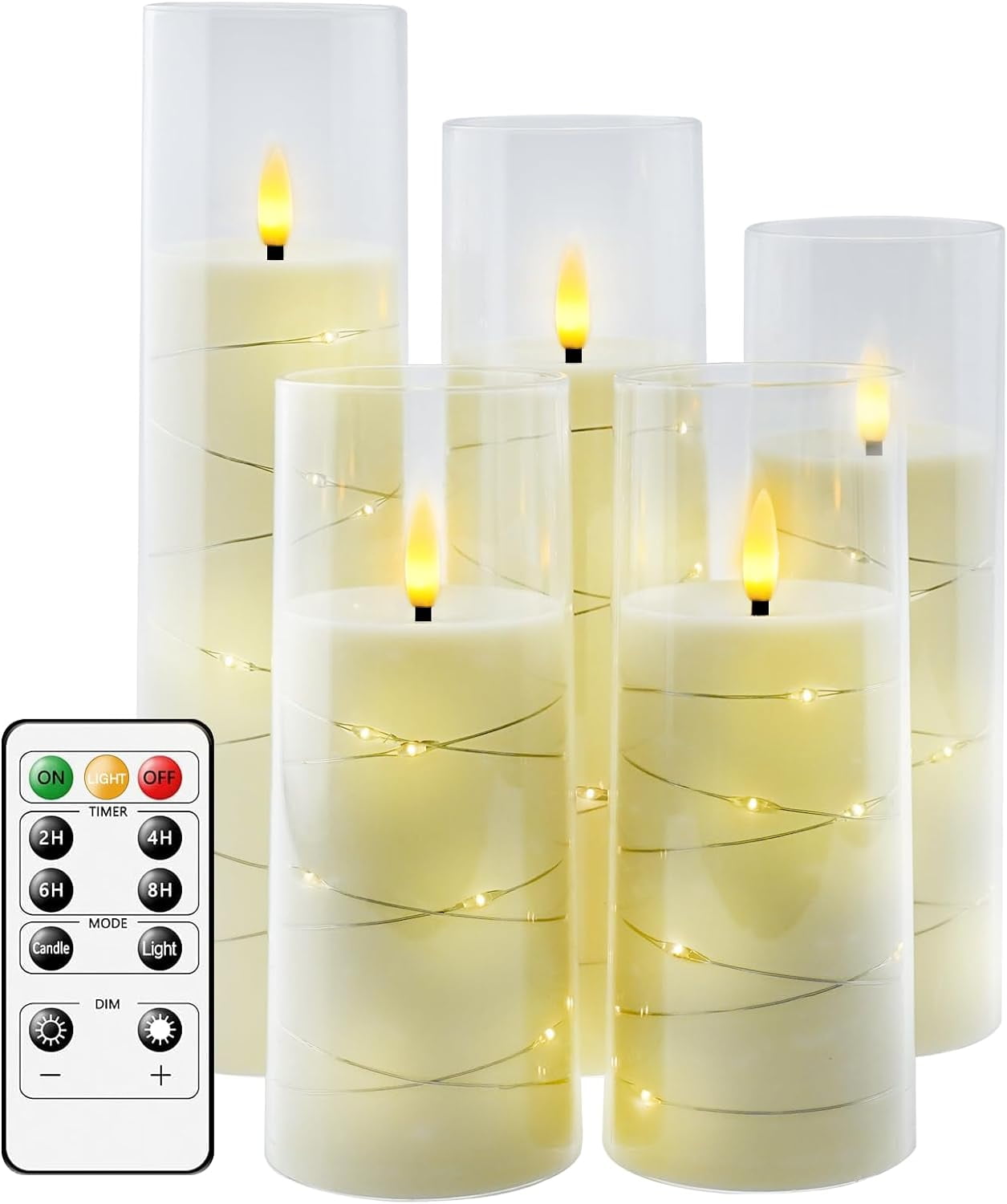 Flameless LED Candles with Timer 5 Pc Flickering Flameless Candles for Romantic Ambiance and ...