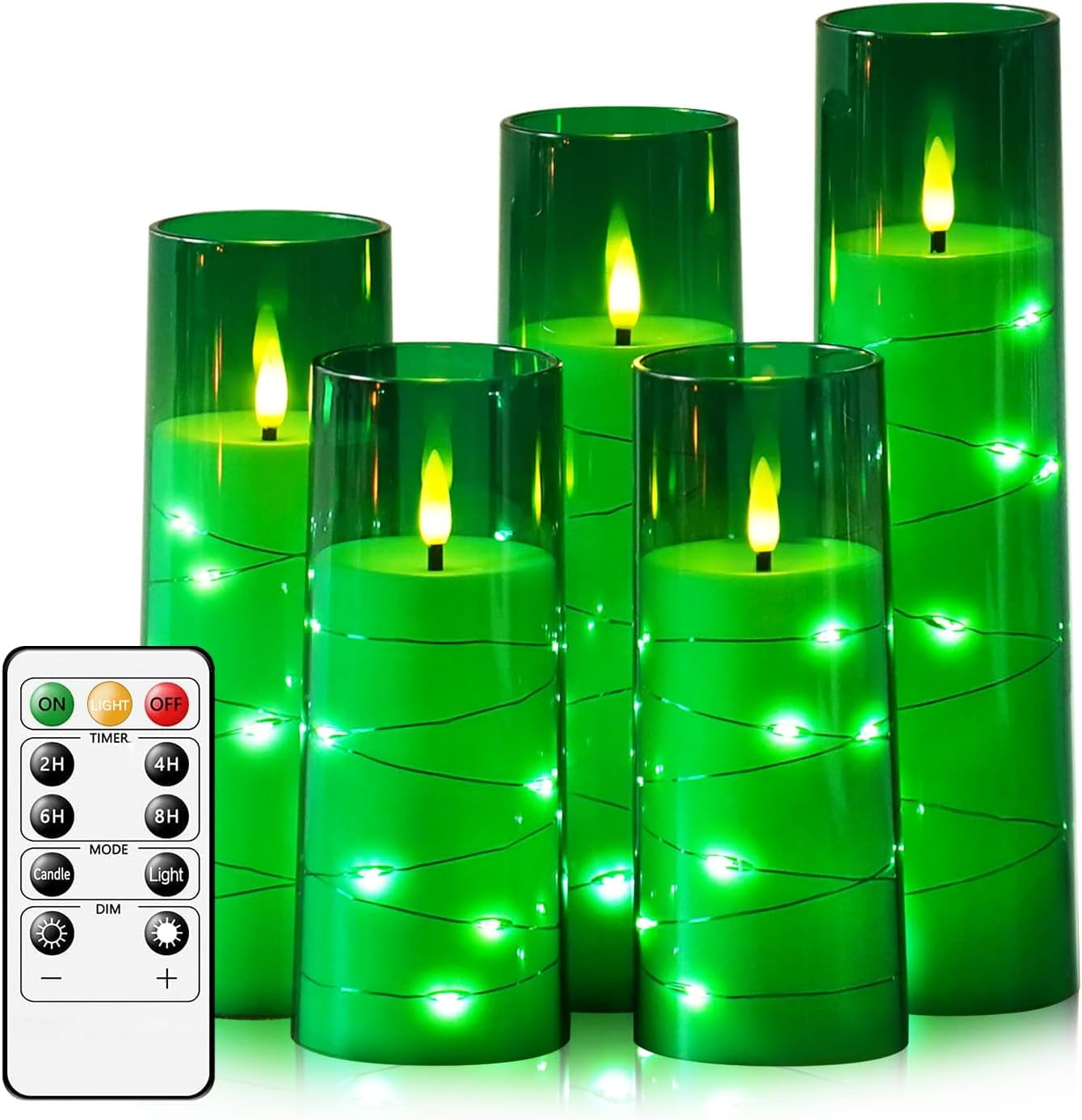 Flameless LED Candles with Timer 5 Pc Flickering Flameless Candles for Romantic Ambiance and ...