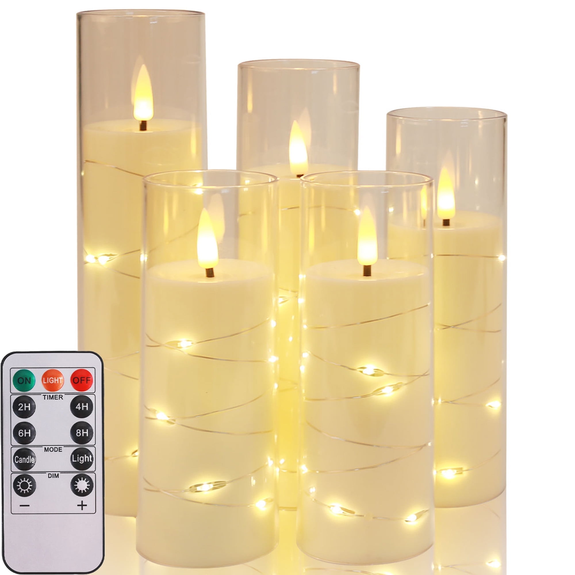 Flameless LED Candles with Timer 5 Pc Flickering Flameless Candles for Romantic Ambiance and ...