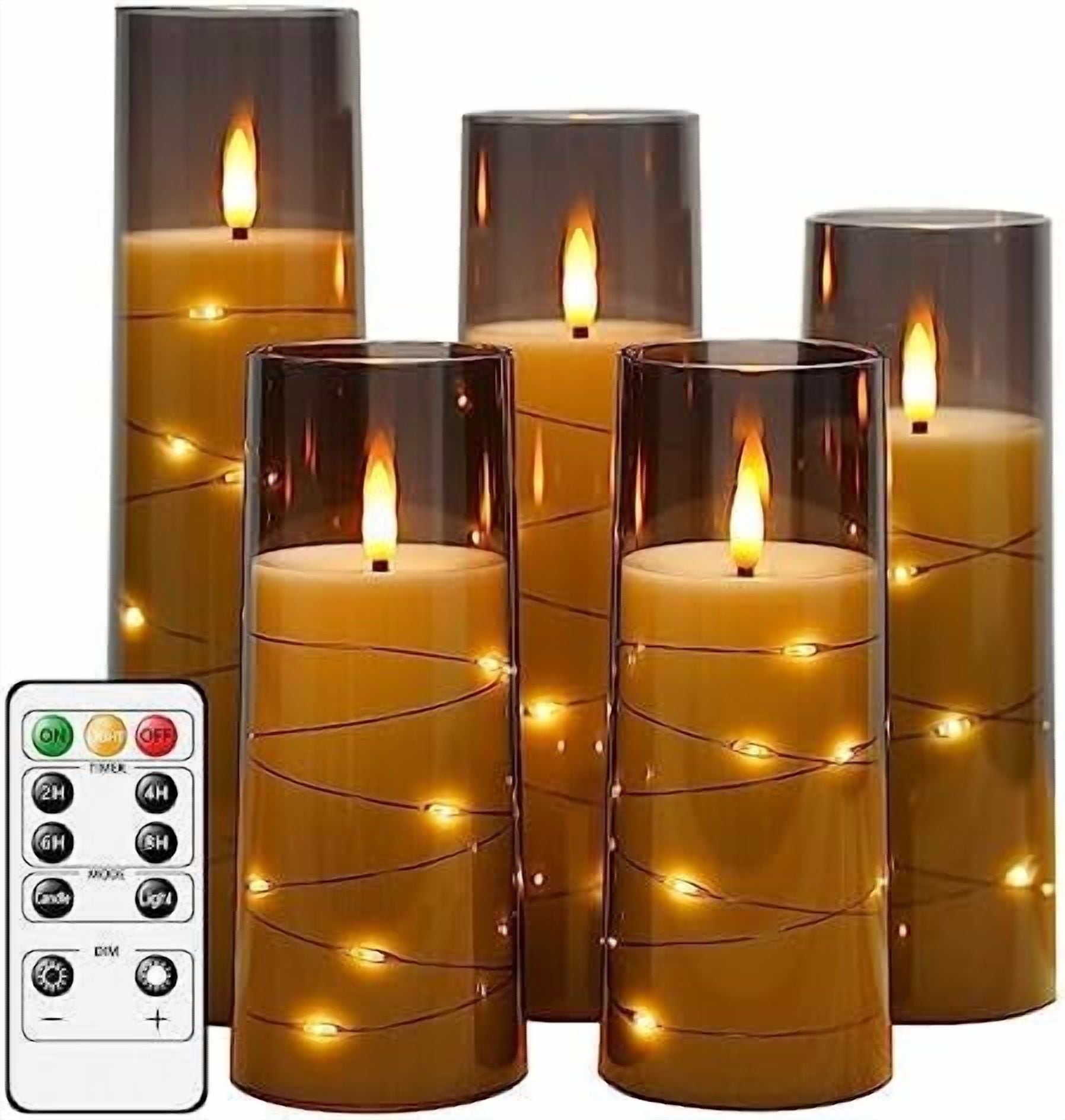 Flameless LED Candles with Timer 5 Pc Flickering Flameless Candles for ...