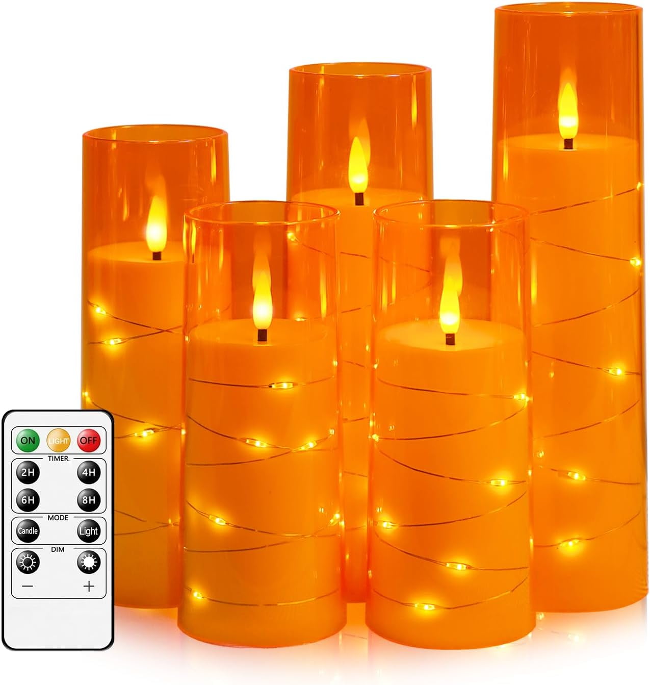 Flameless LED Candles with Timer 5 Pc Flickering Flameless Candles for ...