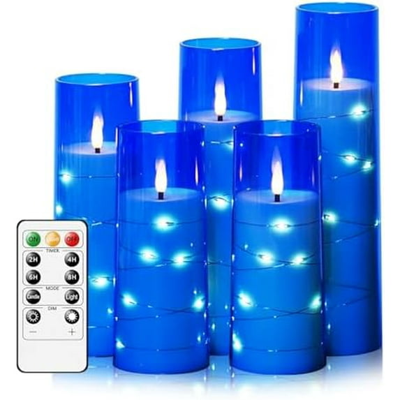 Flameless LED Candles with Timer 5 Pc Flickering Flameless Candles for Romantic Ambiance and ...