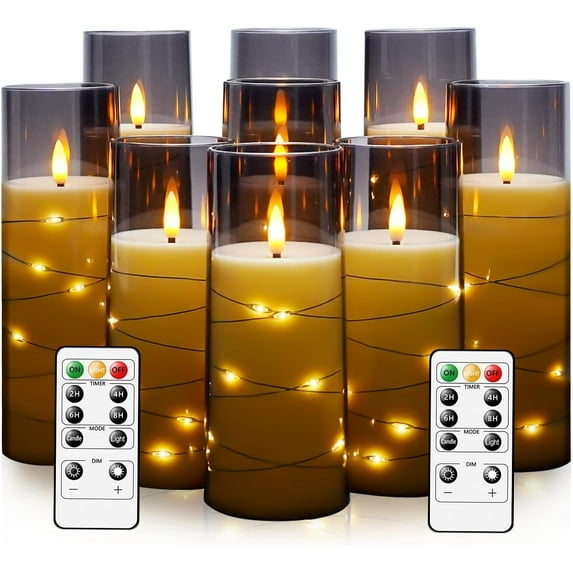 Flameless LED Candles with Timer 9 Pc Flickering Flameless Candles for ...