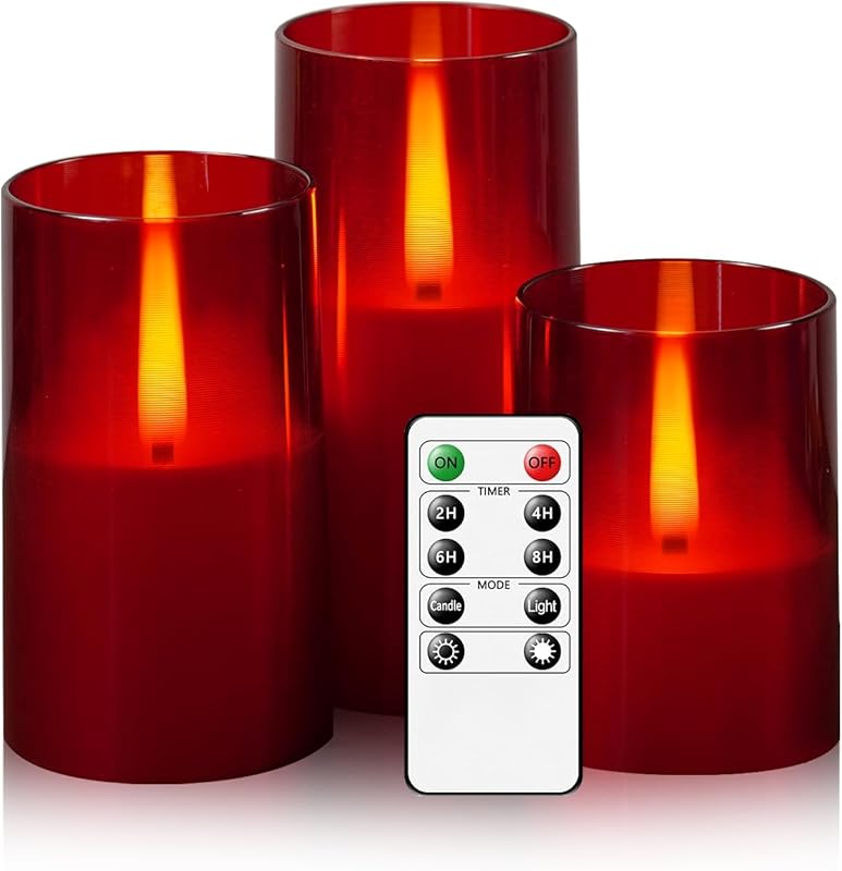 Flameless LED Candles, Upgraded Realistic Flickering Pillar Battery ...