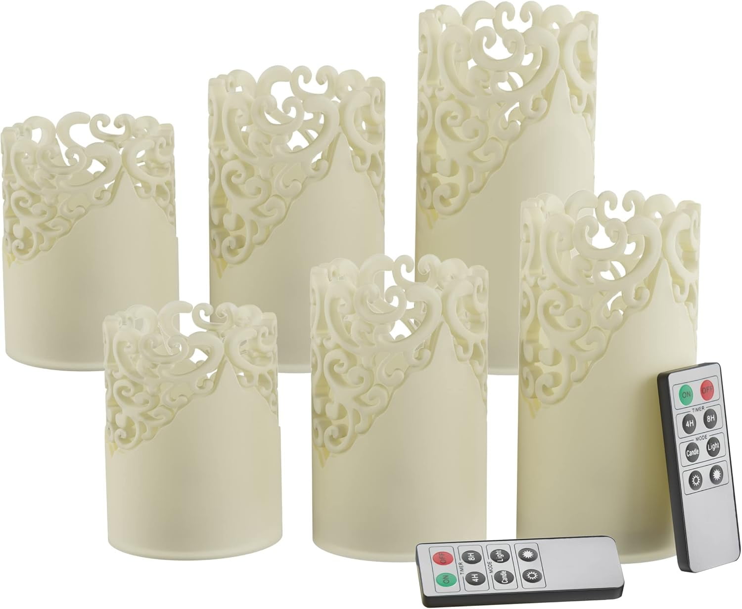 Flameless LED Candles with Remote Control Set of 6 Realistic Pillar ...