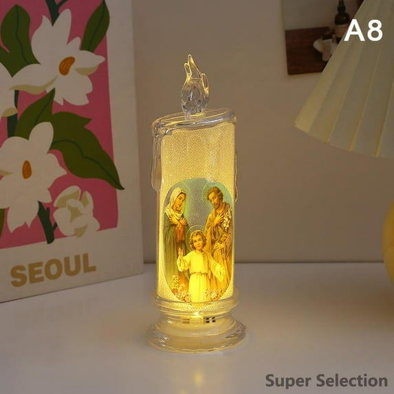 Flameless LED Prayer Candle With Religious Icon – Battery Operated ...