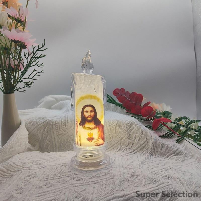 Flameless LED Prayer Candle With Religious Icon – Battery Operated ...