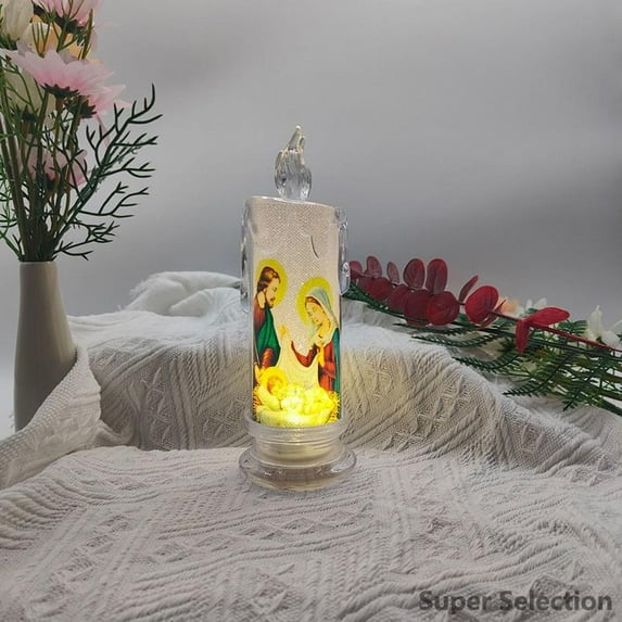 Flameless LED Prayer Candle With Religious Icon – Battery Operated ...