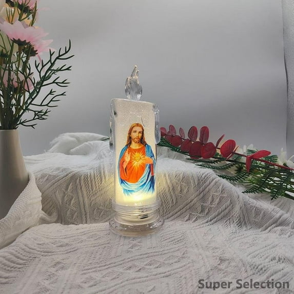 Flameless LED Prayer Candle With Religious Icon – Battery Operated ...