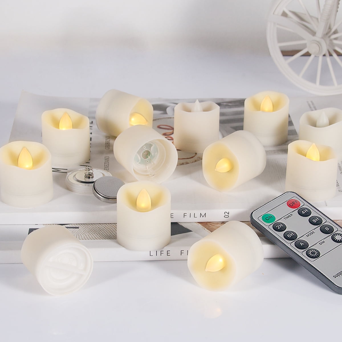 Flameless LED Tea Lights with Remote, Timer, 200-Hour Battery ...