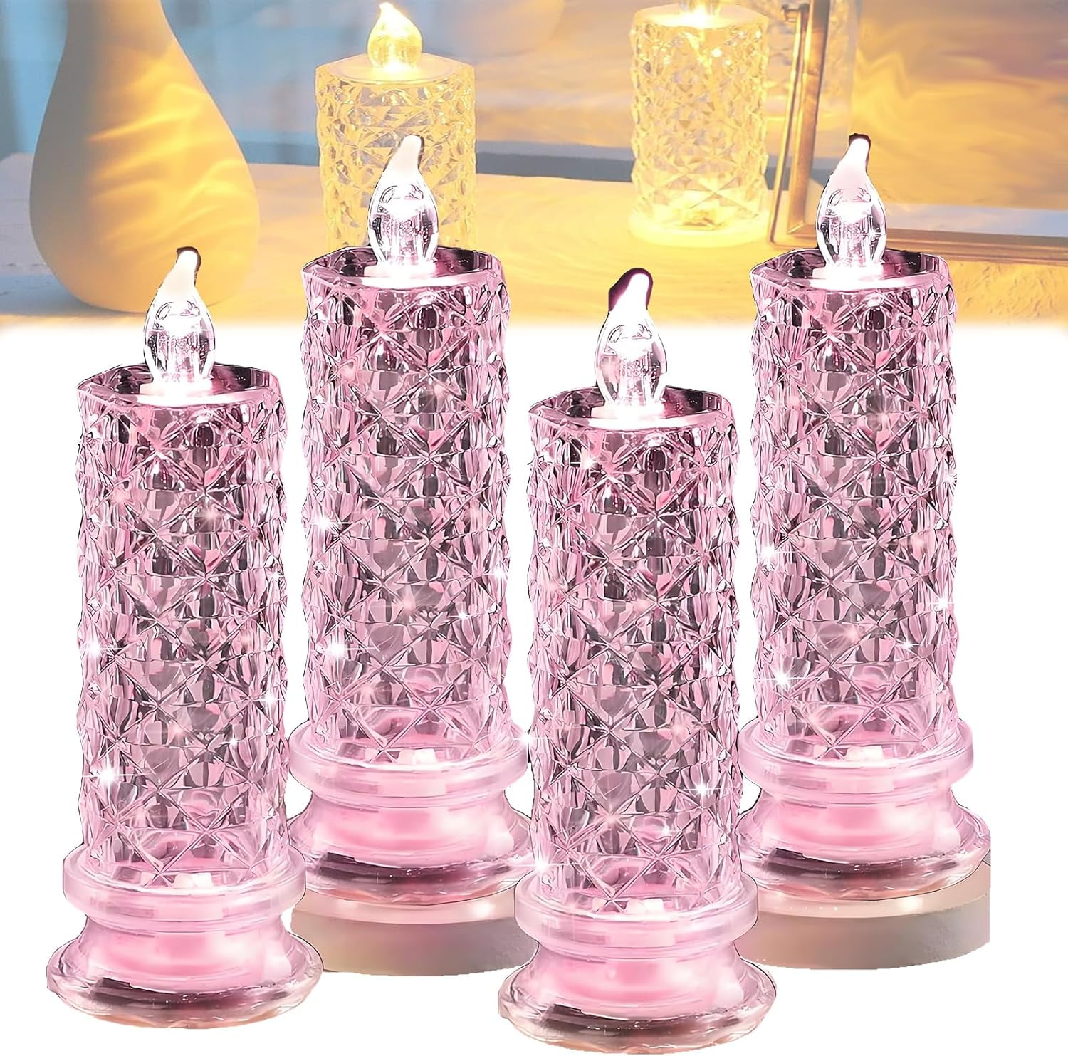 Flameless Led Candles, Rose Shadow Led Flameless Romantic Candles, LEDs ...