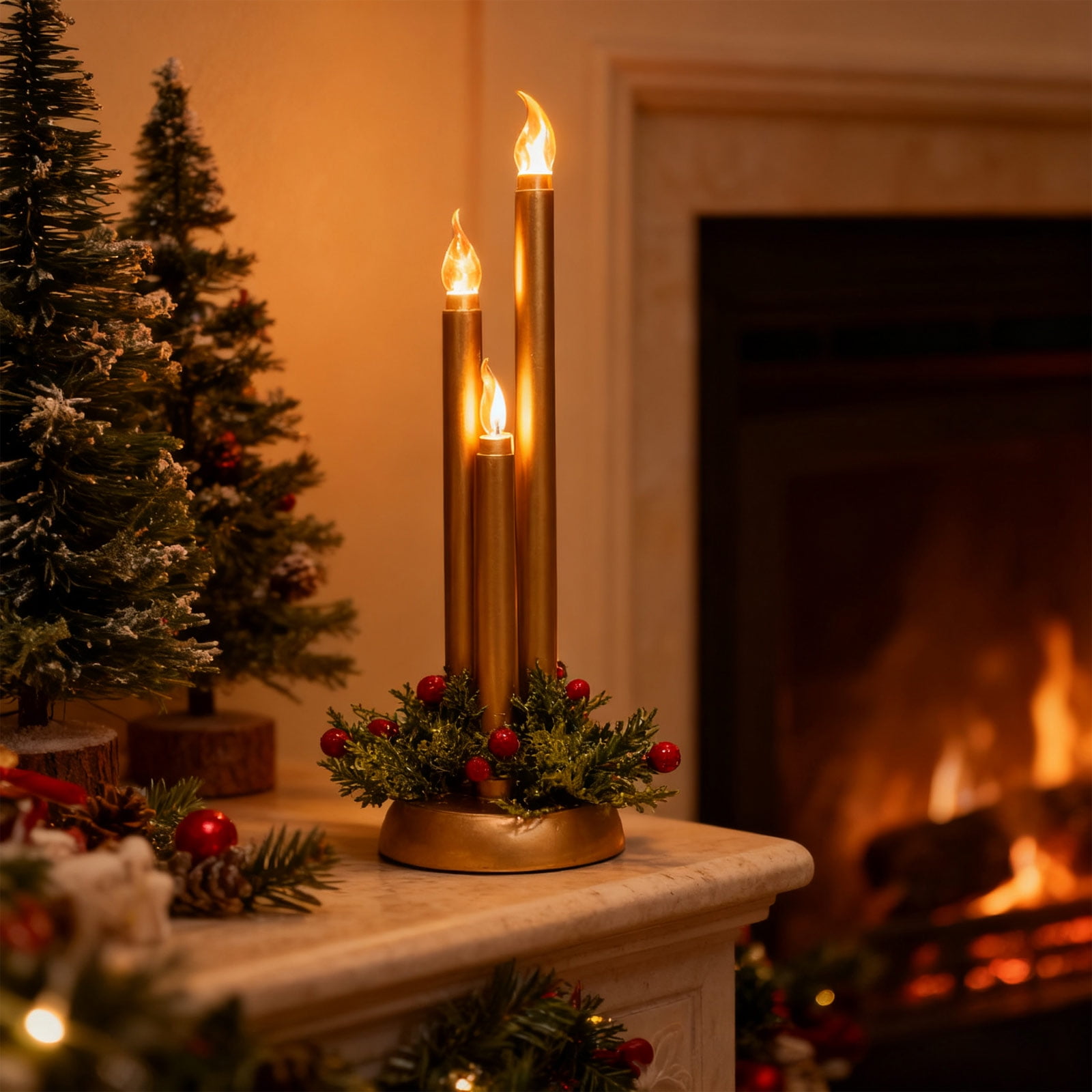 Flameless Led Tapered Candles For Christmas Centerpieces, 3-In-1 ...