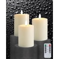 Flameless Pillar Candles Ivory - D3"H4" Large Set of 3 for Home Decor ...