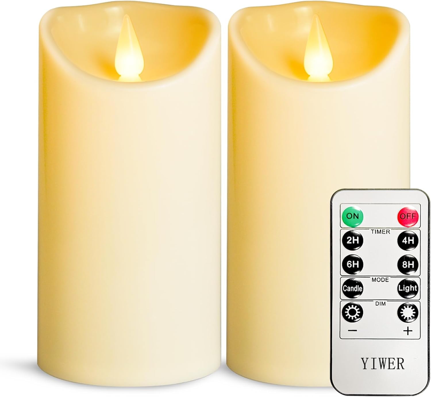 Flameless Plastic LED Candles,Pack of 2 Battery Operated Flickering ...