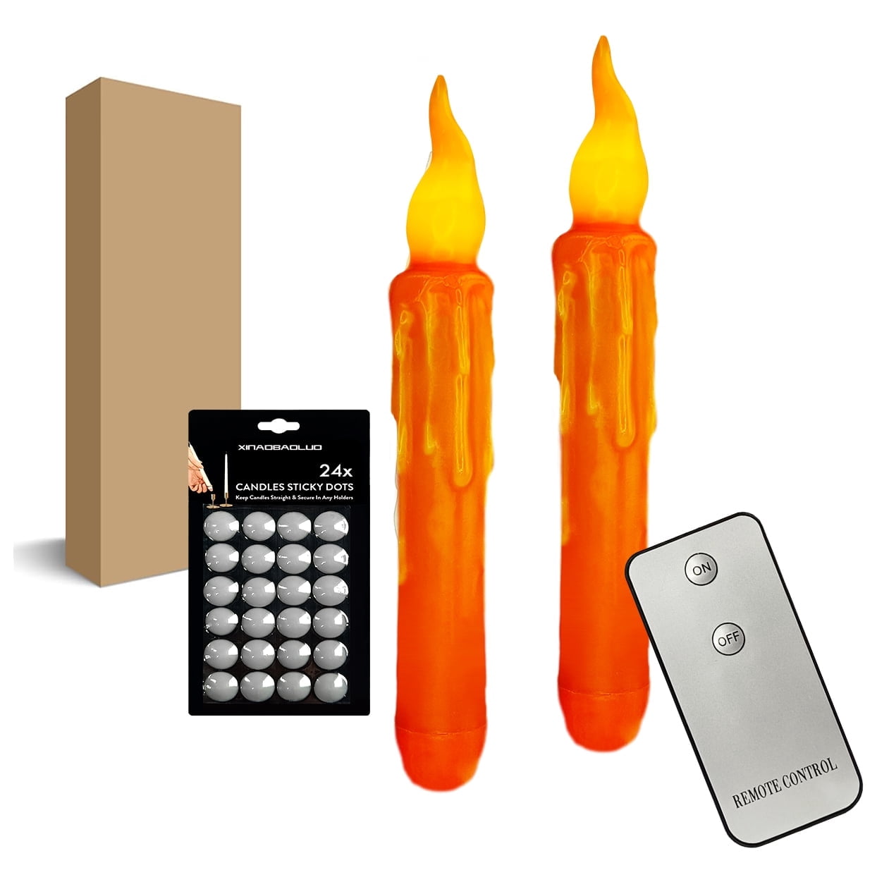 Flameless Short Taper Candles, Real Wax Hand Dipped LED Battery ...