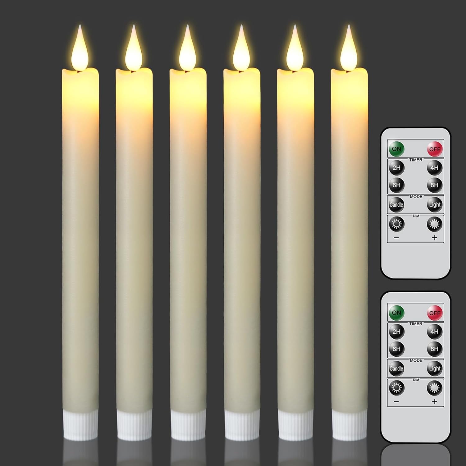 Flameless Taper Candles with 2 Remote, Real Wax LED Taper Candles ...