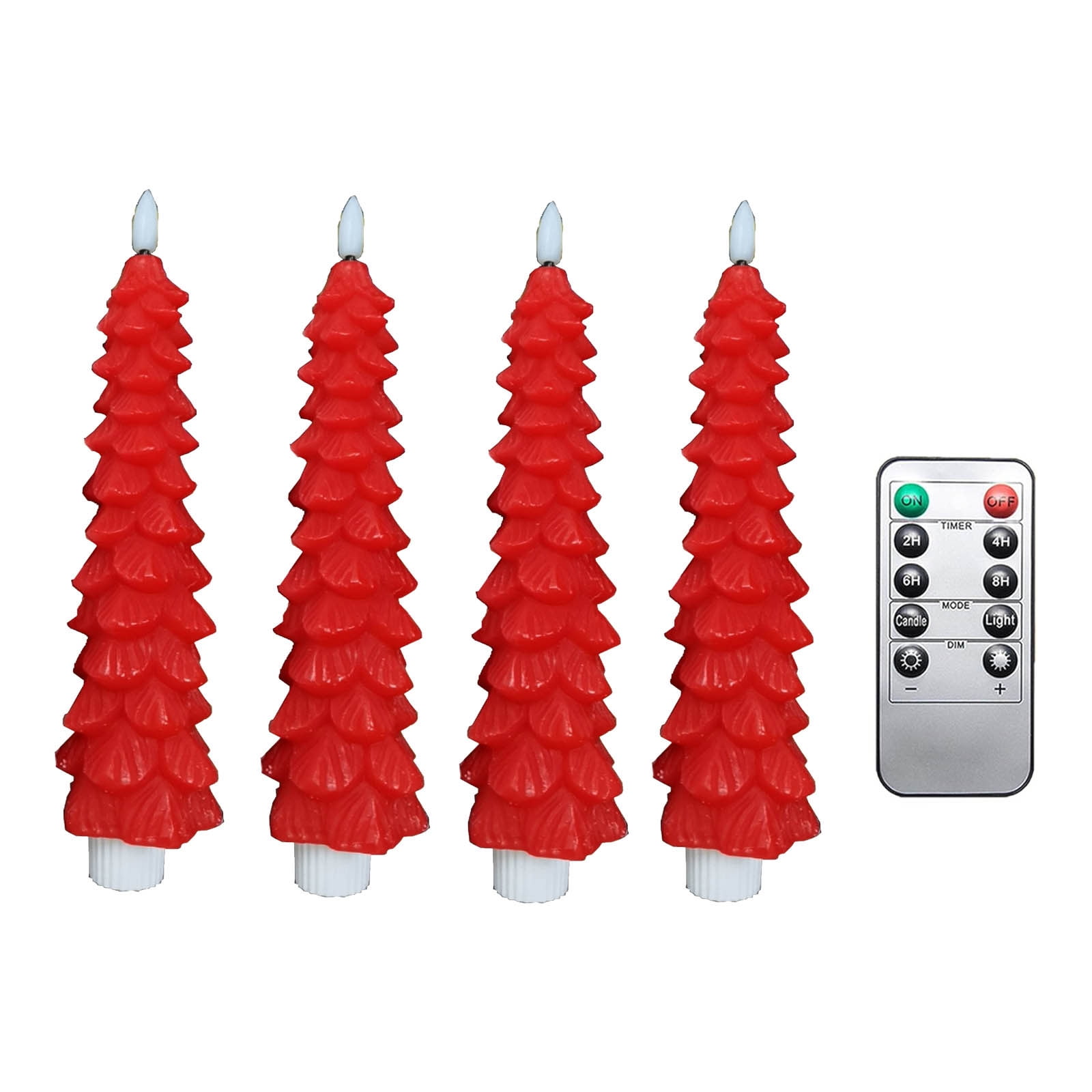 Flameless Taper Candles 4Pcs Christmas Tree Shaped Candle Lights with ...