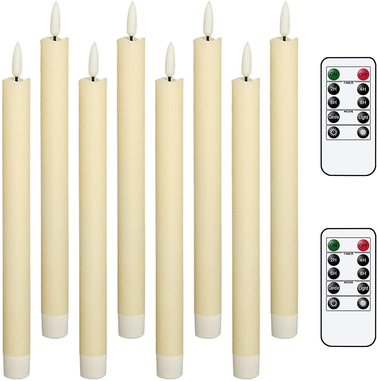 Flameless Taper Candles Flickering with Remote Timer Realistic 3D Wick ...